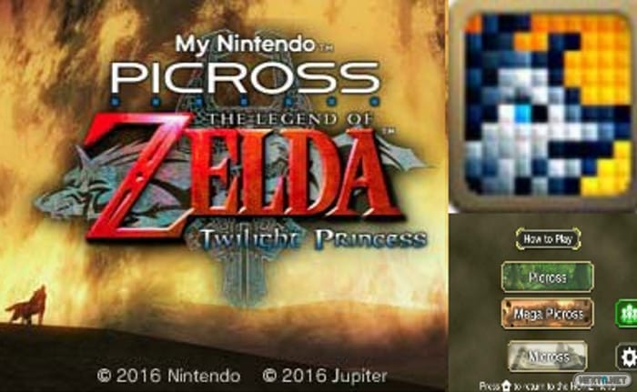 PICROSS Zelda Twilight Princess 3DS, recompensa My Nintendo