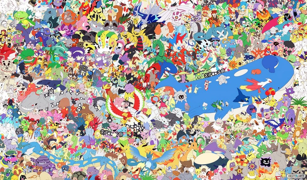 340 horas en completar este fanart con más de 800 Pokémon